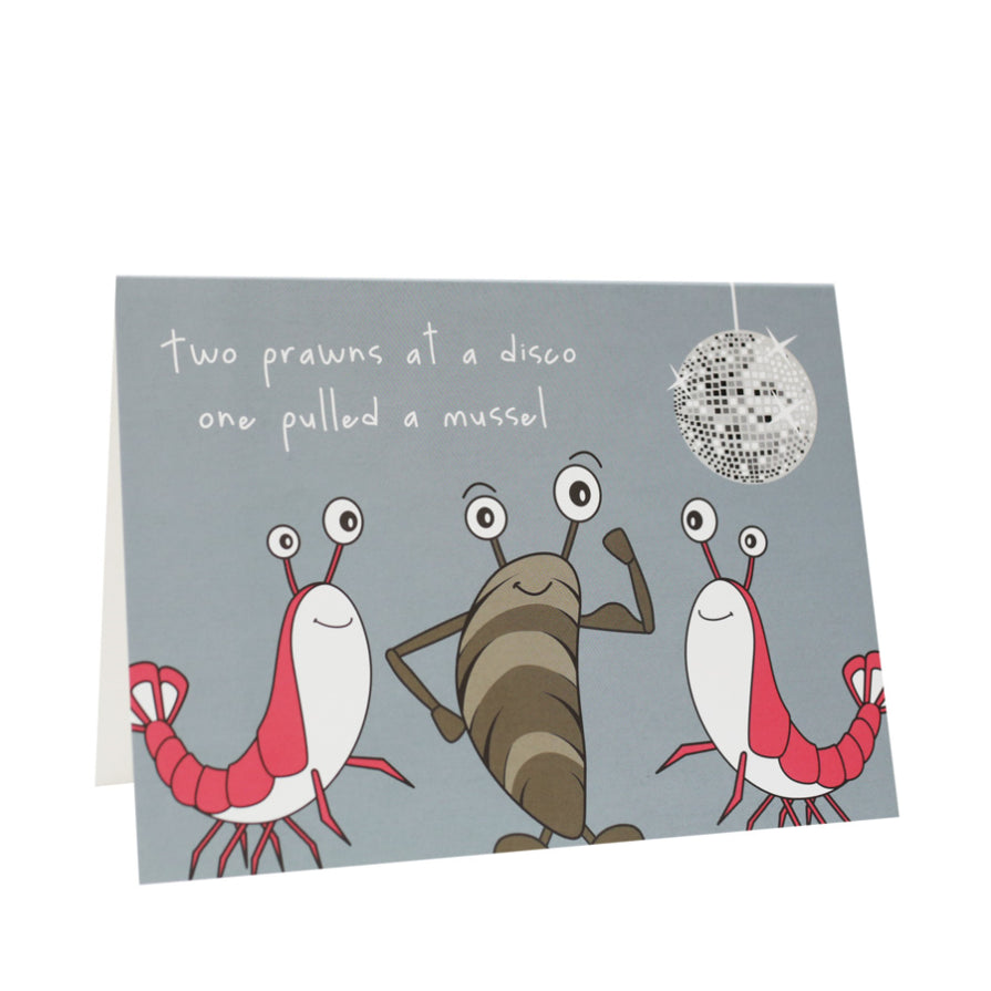 Two Prawns At A Disco Card | Seaside Inspired Cards | Stationery | Gone ...